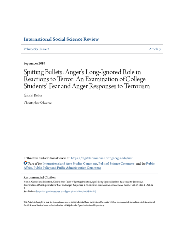 (PDF) Spitting Bullets: Anger’s Long-Ignored Role in Reactions to ...