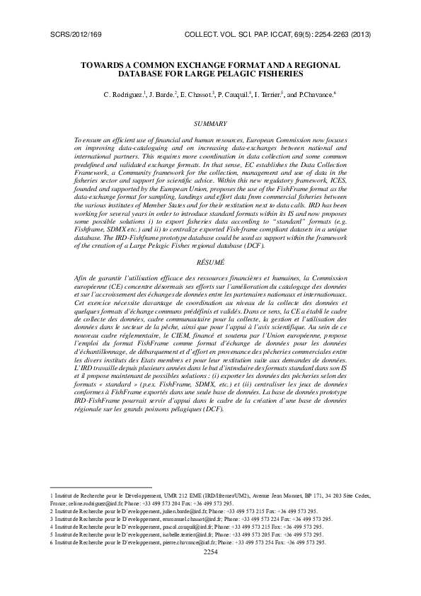 (PDF) Towards a Common Exchange Format and a Regional Database for ...