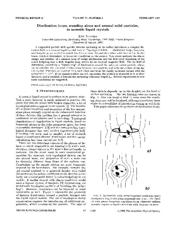 (PDF) Disclination loops, standing alone and around solid particles, in ...