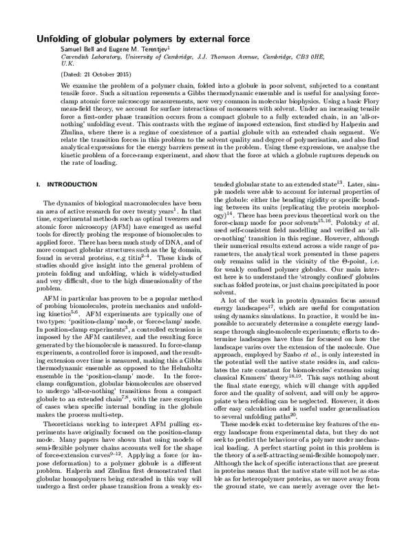 (PDF) Unfolding of globular polymers by external force