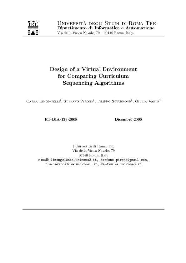(PDF) Design of a Virtual Environment for Comparing Curriculum Sequencing Algorithms