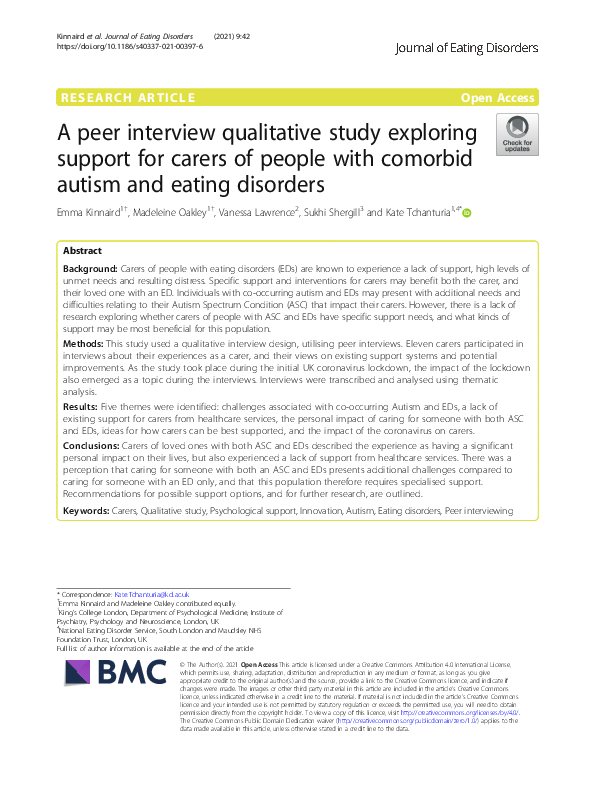(PDF) A peer interview qualitative study exploring support for carers ...
