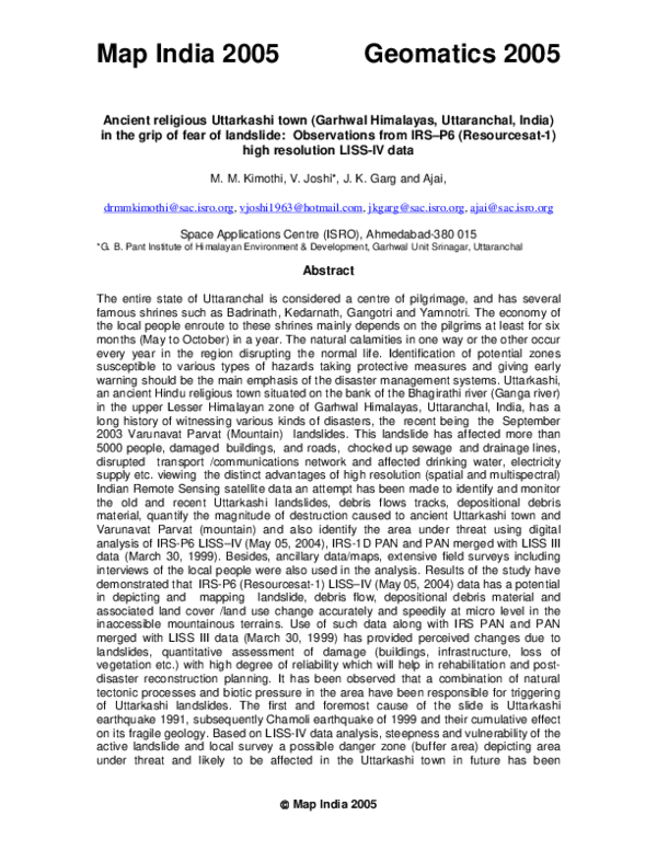 (PDF) Ancient religious Uttarkashi town (Garhwal Himalayas, Uttaranchal ...