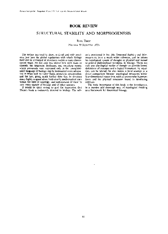 (PDF) Structural stability and morphogenesis