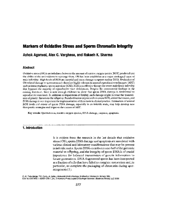 (PDF) Markers of oxidative stress and sperm chromatin integrity