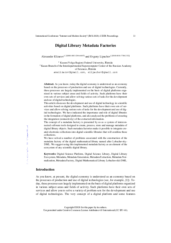 (PDF) Digital Library Metadata Factories