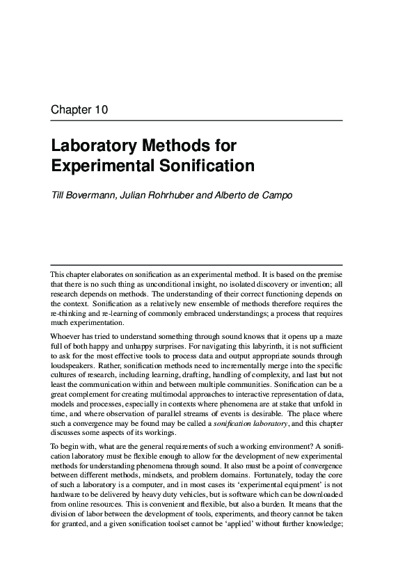 (PDF) Chapter 10 Laboratory Methods for Experimental Sonification
