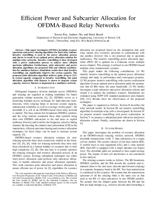 (PDF) Efficient power and subcarrier allocation for OFDMA-based relay networks