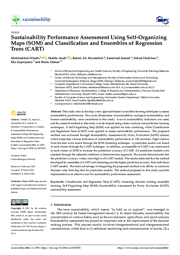 (PDF) Sustainability Performance Assessment Using Self-Organizing Maps ...