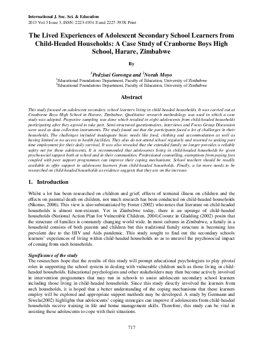 (PDF) The Lived Experiences of Adolescent Secondary School Learners ...