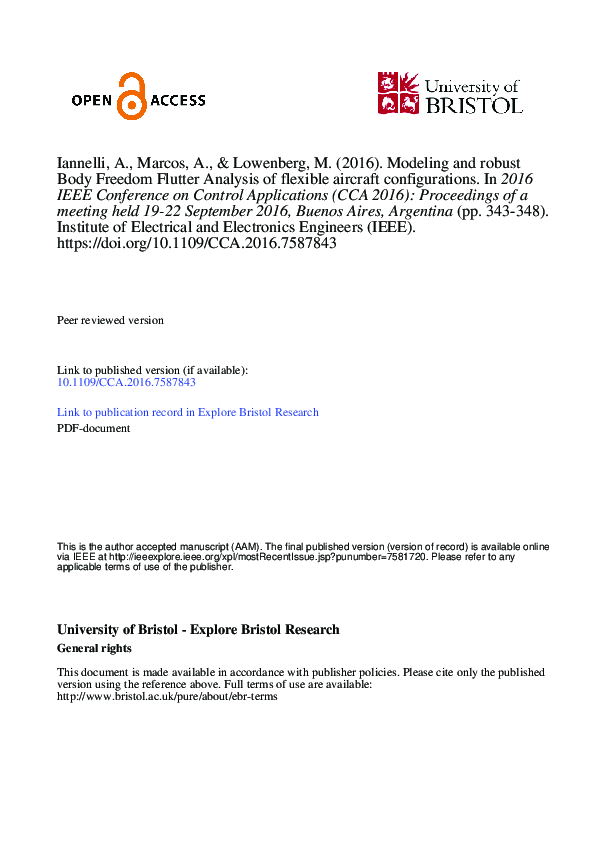 (PDF) Modeling and robust Body Freedom Flutter Analysis of flexible ...