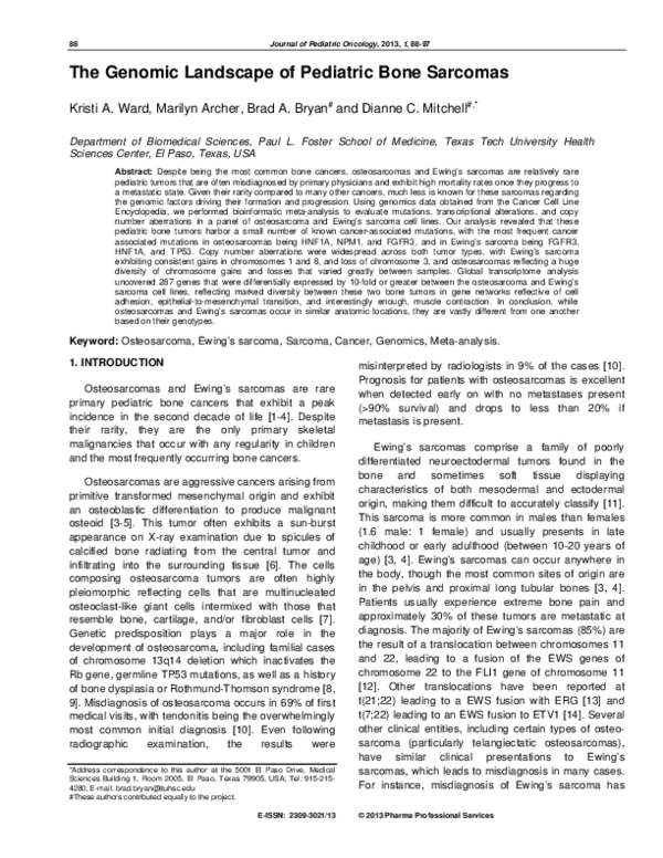 (PDF) The Genomic Landscape of Pediatric Bone Sarcomas