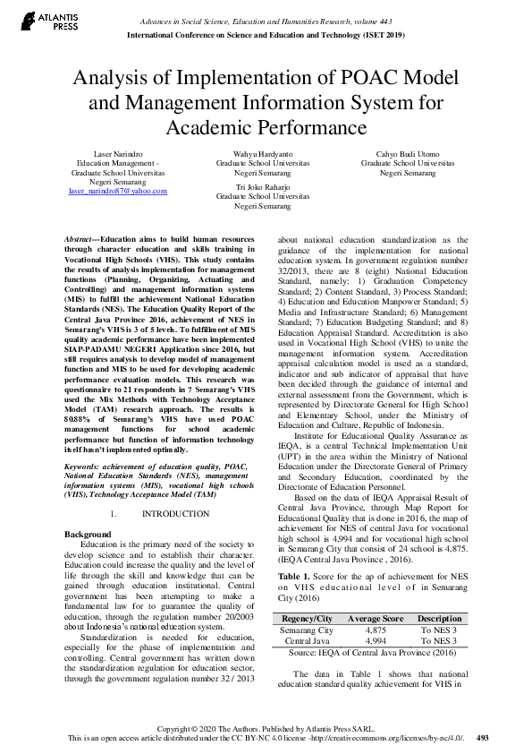 (PDF) Analysis of Implementation of POAC Model and Management ...