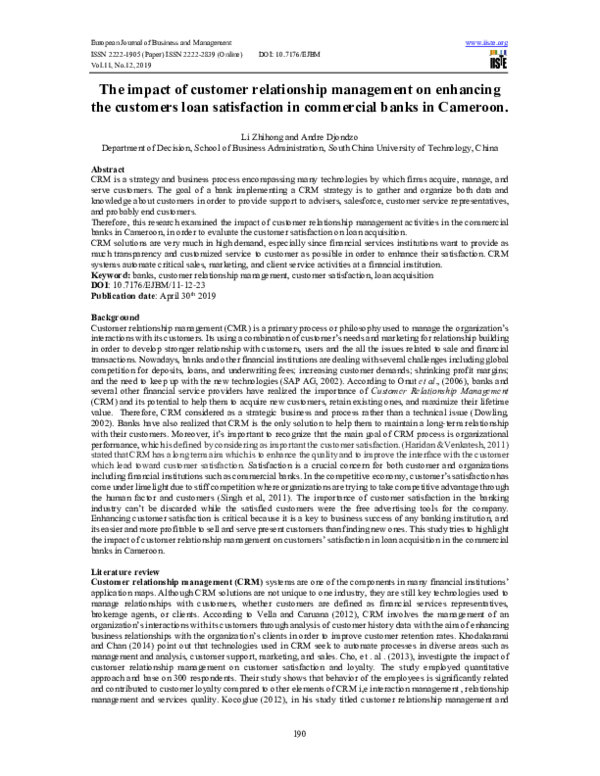 (PDF) The impact of customer relationship management on enhancing the ...