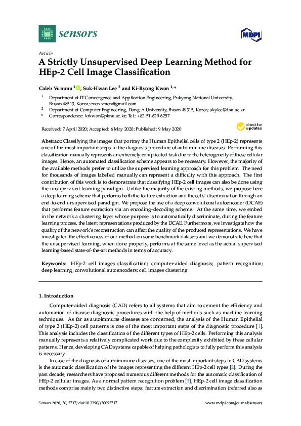 (PDF) A Strictly Unsupervised Deep Learning Method for HEp-2 Cell Image Classification