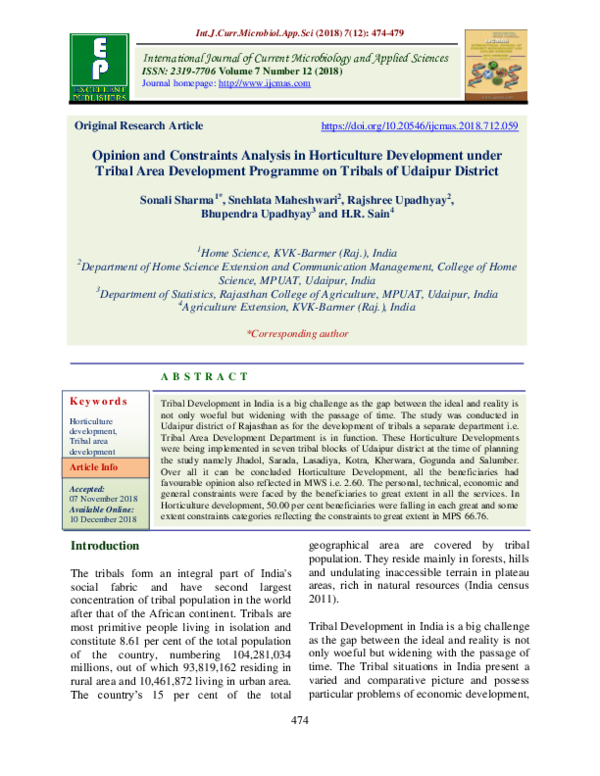 (PDF) Opinion and Constraints Analysis in Horticulture Development ...