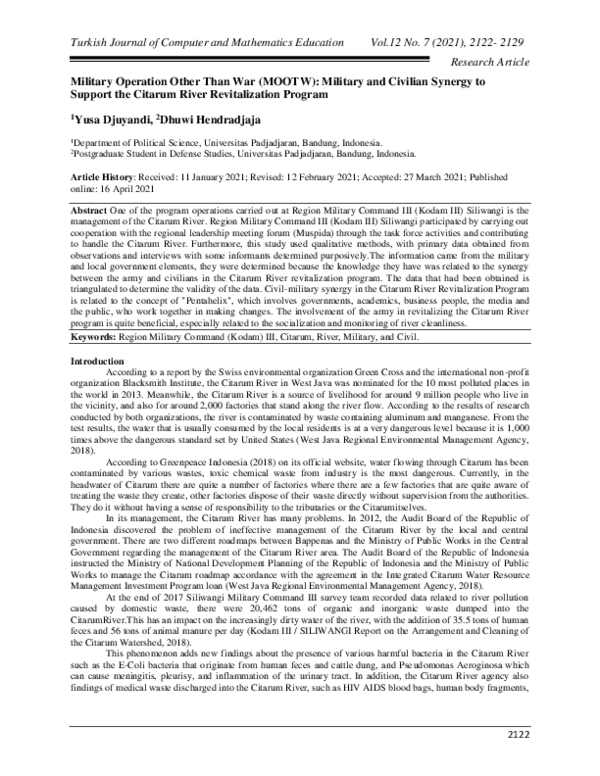 (PDF) Military Operation Other Than War (MOOTW): Military and Civilian ...