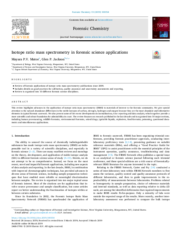 (PDF) Isotope Ratio Mass Spectrometry in Forensic Science Applications