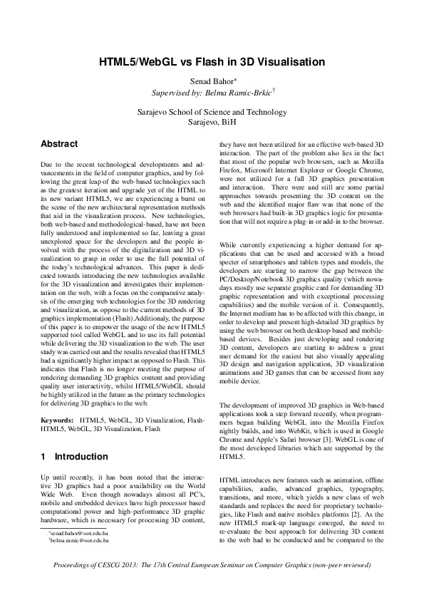 (PDF) HTML5/WebGL vs Flash in 3D Visualisation