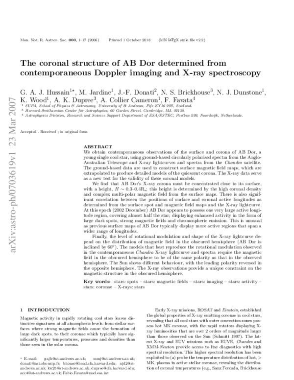(PDF) The coronal structure of AB Doradus determined from ...