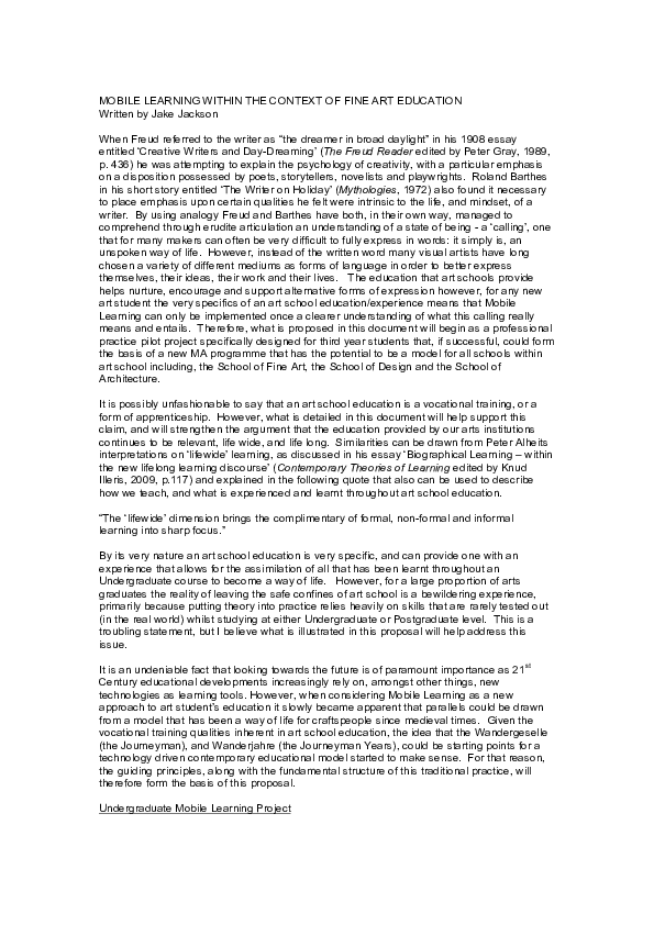 (PDF) Mobile Learning Within The Context of Fine Art Education