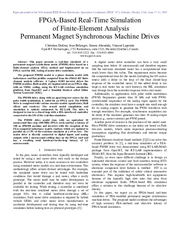 Pdf Real Time Simulation Of Finite Element Analysis Permanent Magnet