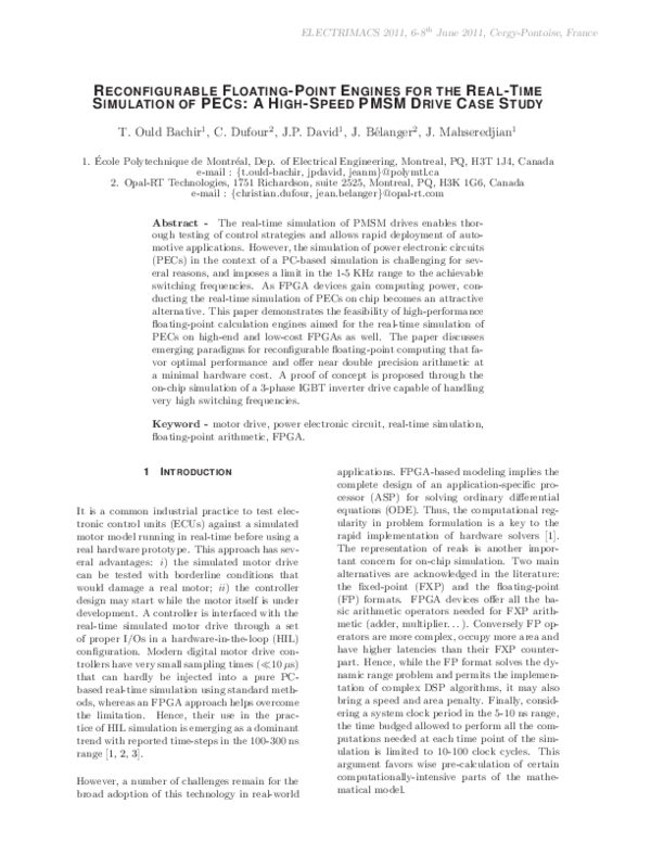 (PDF) Reconfigurable floating-point engines for the real-time simulation of PECs: A high-speed ...