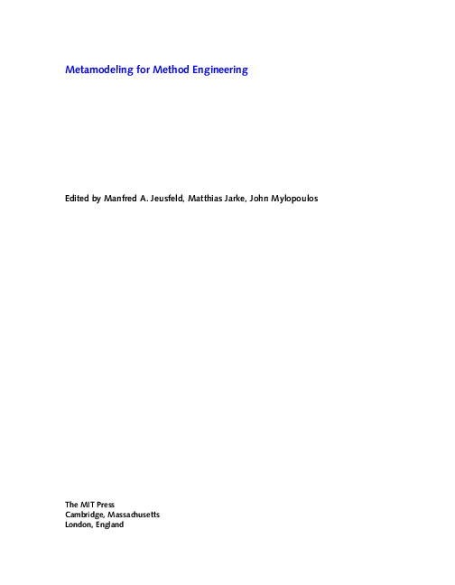 (PDF) Metamodeling for method engineering
