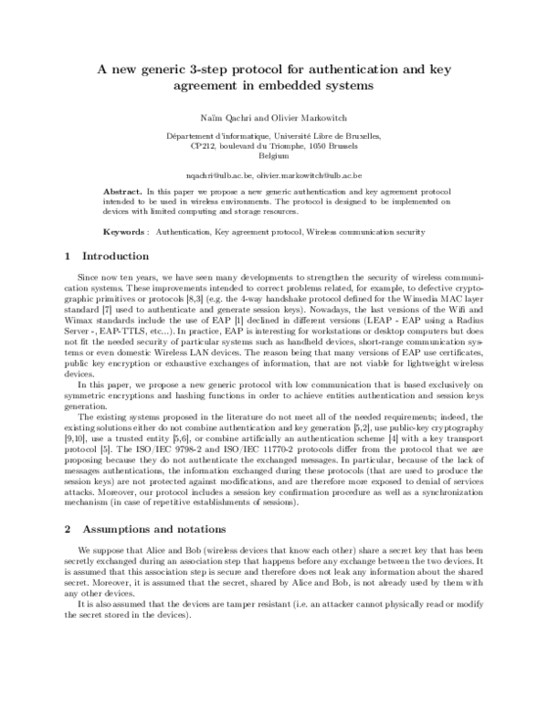 (PDF) A new generic 3-step protocol for authentication and key ...