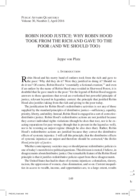 (PDF) Robin Hood Justice: Why Robin Hood Took from the Rich and Gave to ...