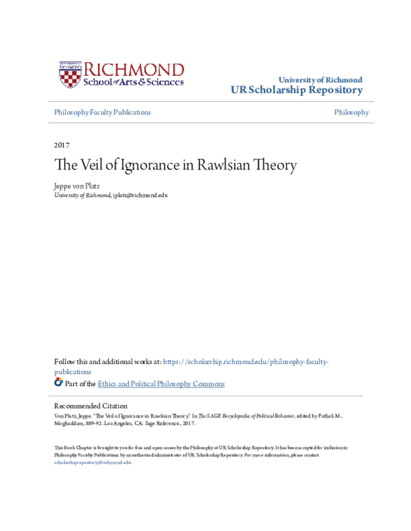 (PDF) Veil of Ignorance in Rawlsian Theory