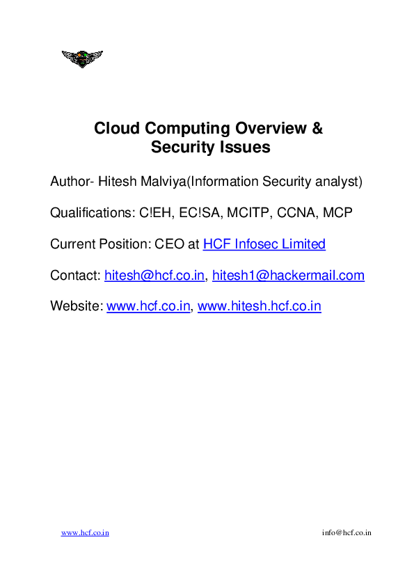 (PDF) Cloud computing Overview & security issues