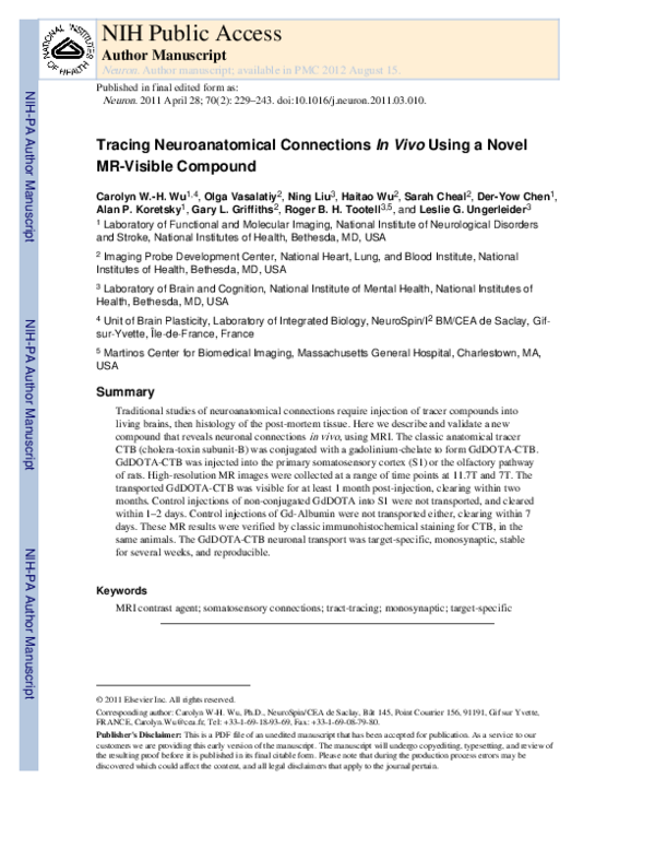 (PDF) Development of a MR-Visible Compound for Tracing Neuroanatomical ...