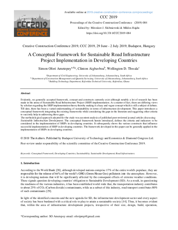 (PDF) A Conceptual Framework for Sustainable Road Infrastructure ...