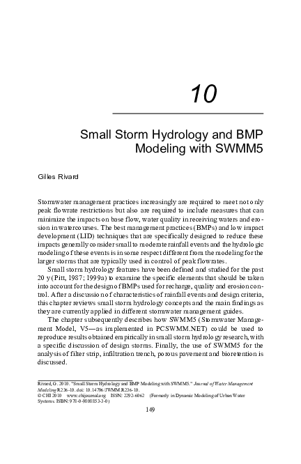 (PDF) Small Storm Hydrology and BMP Modeling with SWMM5