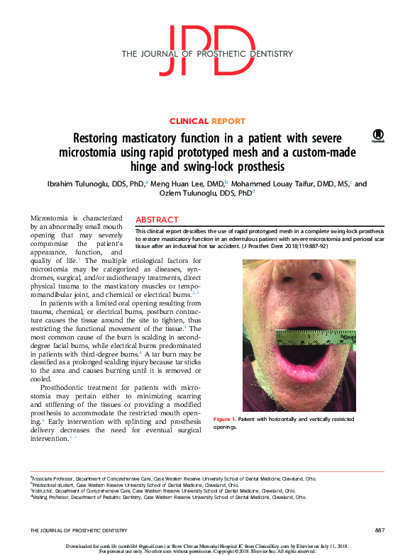 (PDF) Restoring masticatory function in a patient with severe ...