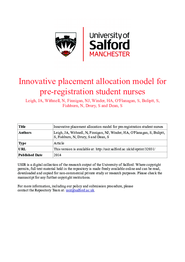 (PDF) Innovative placement allocation model for pre-registration ...