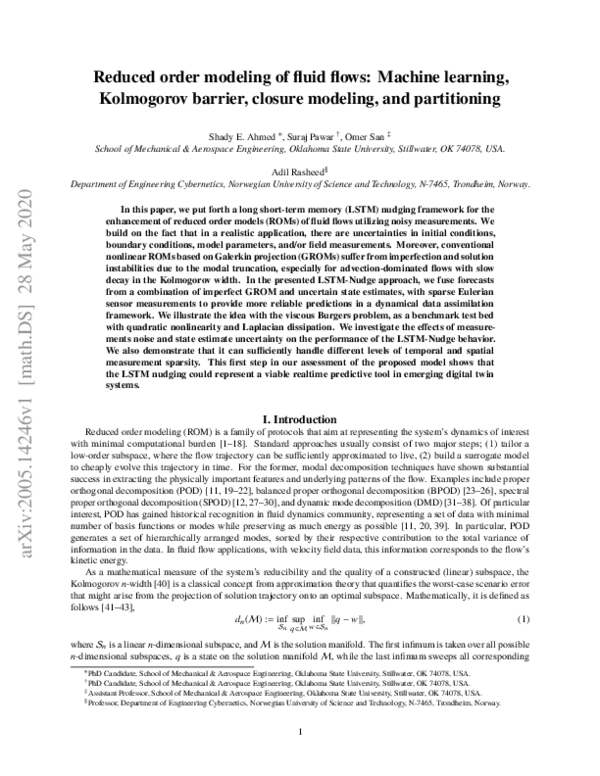 (PDF) Reduced order modeling of fluid flows: Machine learning, Kolmogorov barrier, closure ...