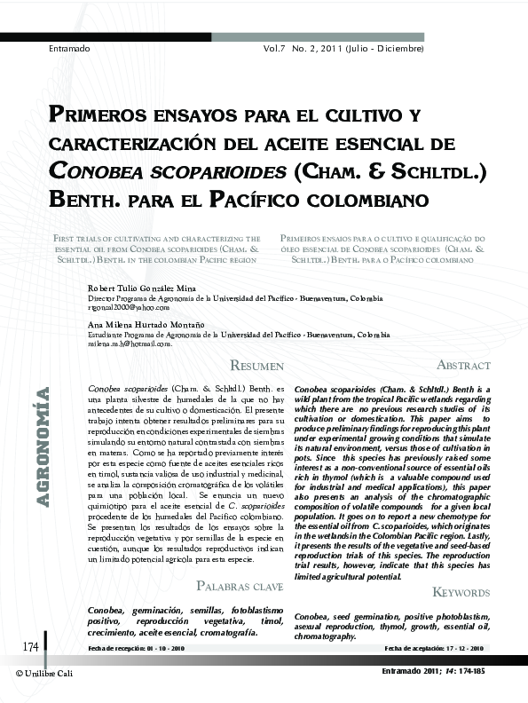(PDF) Primeros ensayos para el cultivo y caracterización del aceite ...