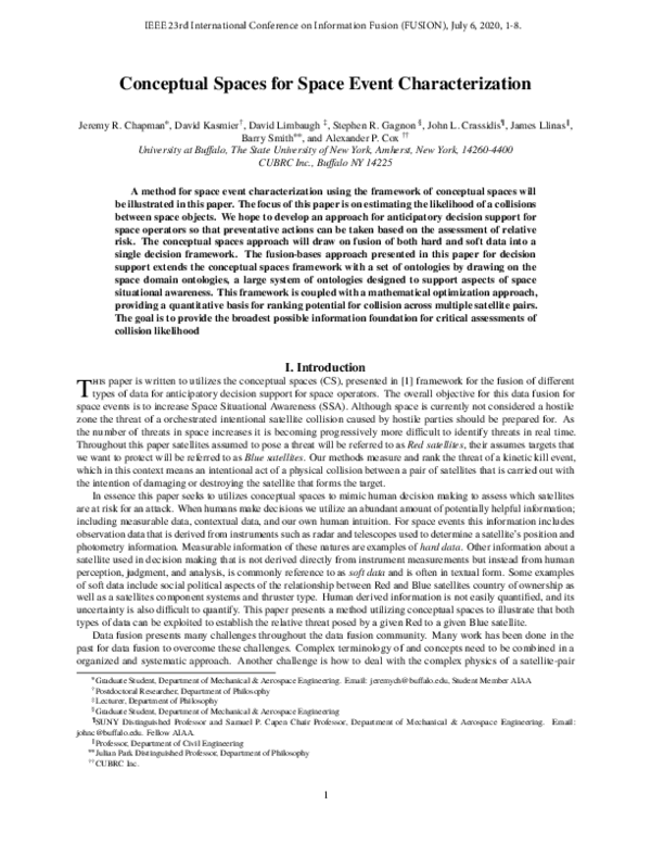 (PDF) Conceptual Spaces for Space Event Characterization