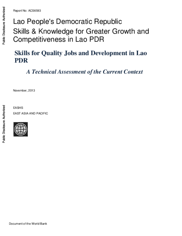 (PDF) Lao PDR - Skills for quality jobs and development in Lao PDR : a ...