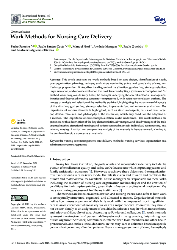 (PDF) Work Methods for Nursing Care Delivery