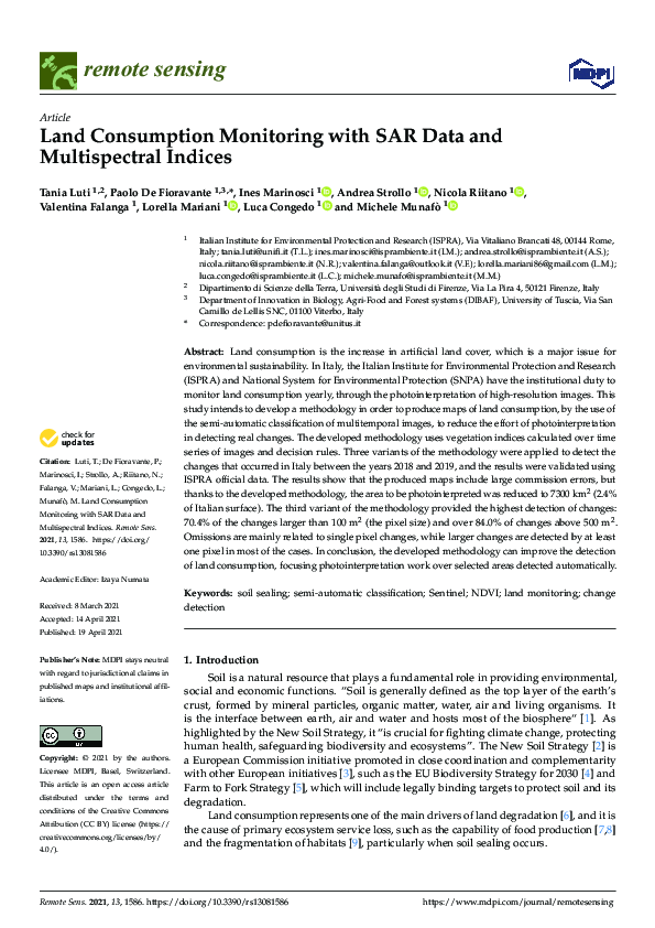 (PDF) Land Consumption Monitoring with SAR Data and Multispectral ...