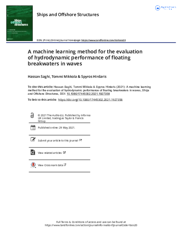 (PDF) A machine learning method for the evaluation of hydrodynamic performance of floating ...