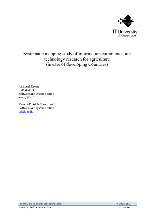(PDF) Systematic mapping study of information communication technology research for agriculture ...