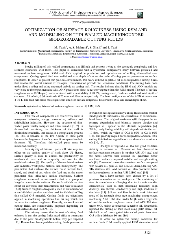 (PDF) Optimization of Surface Roughness Using RSM and Ann Modelling on ...