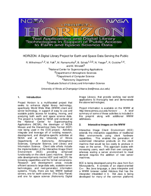 (PDF) HORIZON : A Digital Library Project for Earth and Space Data ...