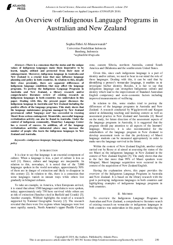 (PDF) An Overview of Indigenous Language Programs in Australian and New ...