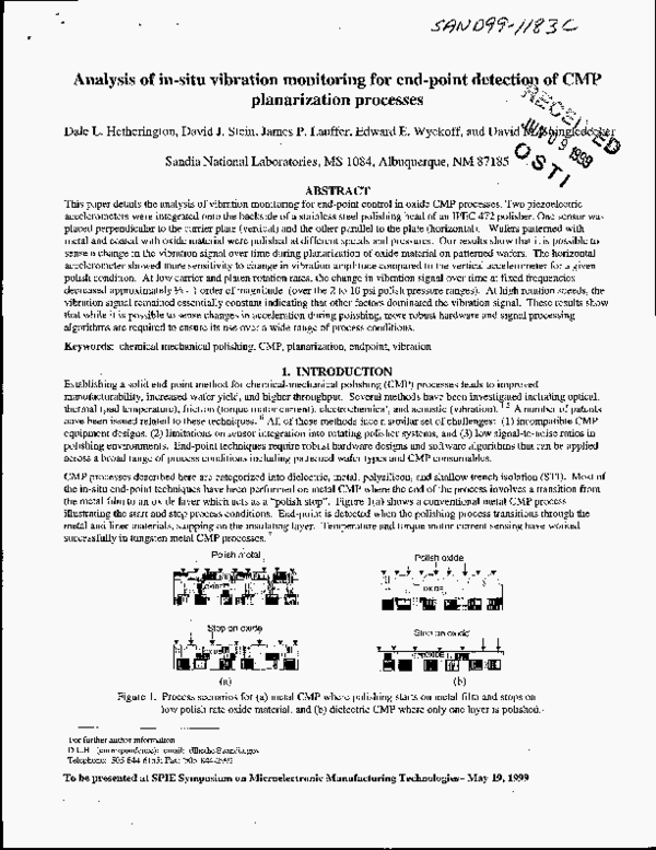 (PDF) Analysis of in-situ vibration monitoring for end-point detection of CMP planarization ...