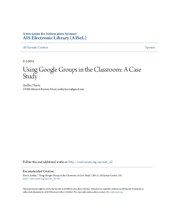 (PDF) Using Google Groups in the Classroom: A Case Study
